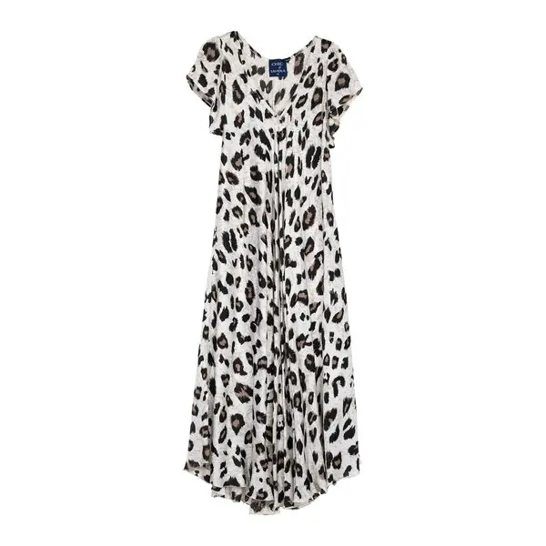 TANTRA SPAIN SL Neutrals Long Silk Dress With Animal Print - Yellow