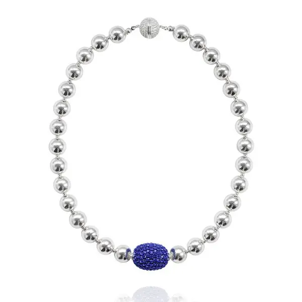 SAULE LABEL Blue / Silver Cassia Necklace In Midnight Blue - Blue/silver