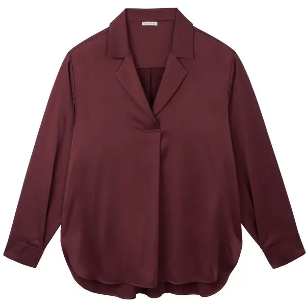 MAMU DREAM Merlot Washable Organic Stretch Silk Retro Shirt - Red