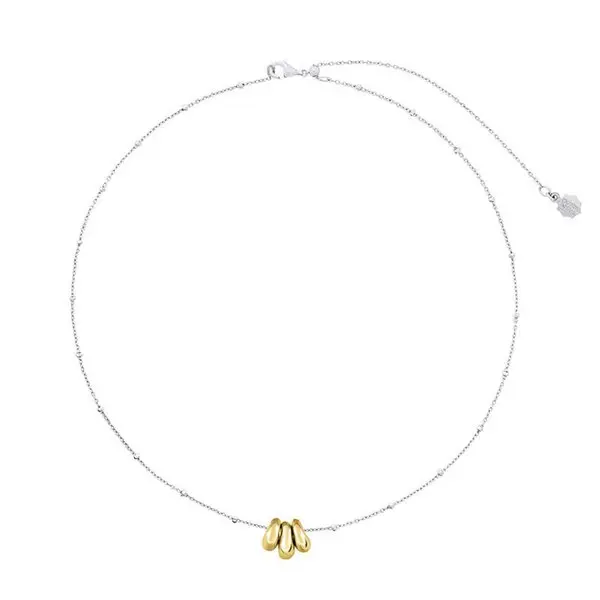 DOWER & HALL Silver / Gold Adjustable Chain & Nugget Trio Pendant In Mixed Silver Vermeil - Silver/gold