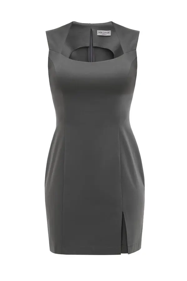 HER CIPHER Essential Mini Dress- Poppyseed - Grey