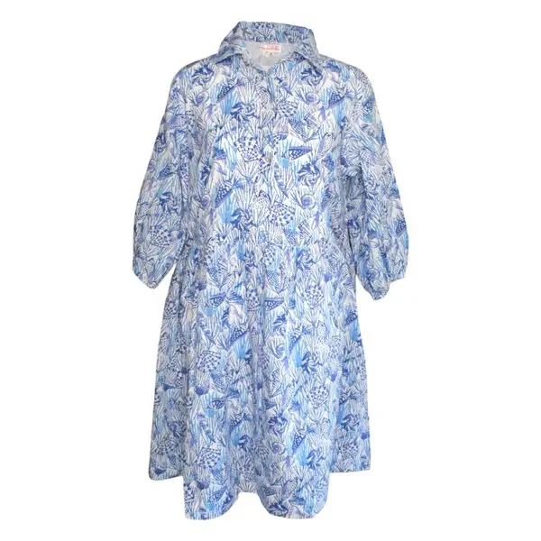 MARY MARSHMALLOW Frannie Dress Short Seashells - Blue