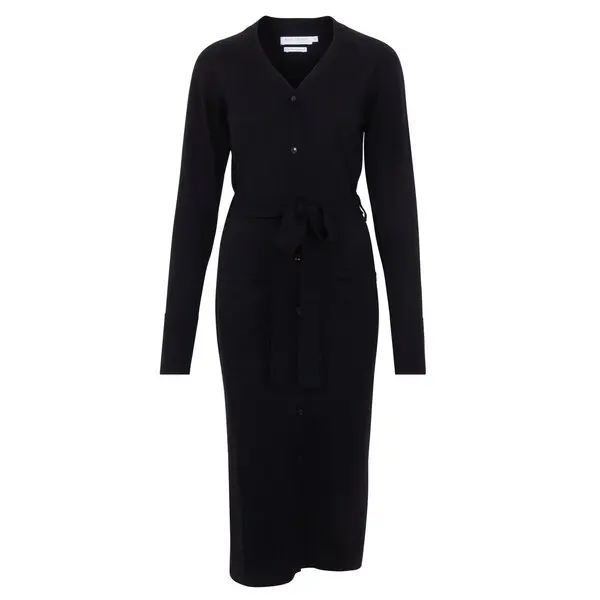PAUL JAMES KNITWEAR Pure Extrafine Merino Long Cardigan Dress - Black