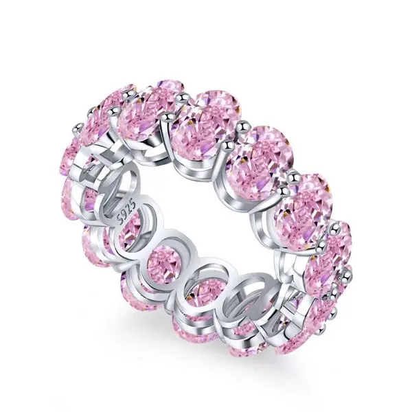 VIVIANA HALIL The Gio Ring – Sterling Eternity Band For Modern Icons In Pink - Silver
