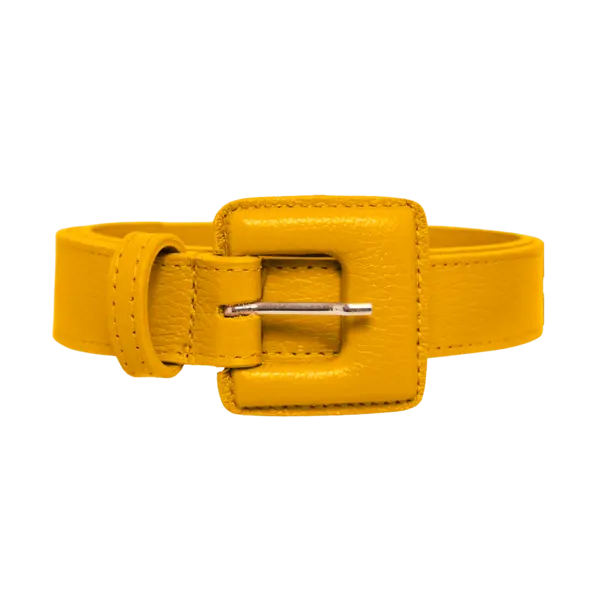 BELTBE Mini Square Narrow Leather Belt - Yellow