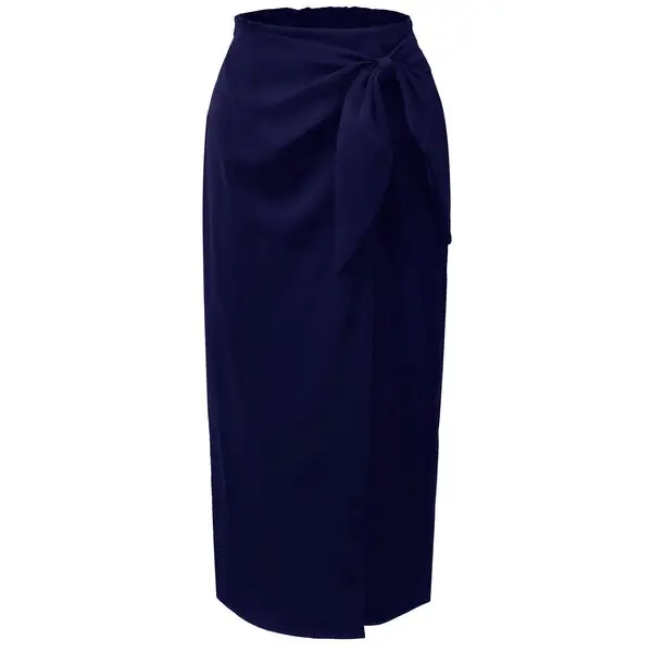 SMART AND JOY Wrap Skirt Tied On Side Navy - Blue