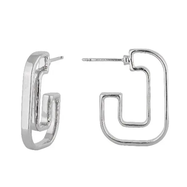 BERMUDA WATCH COMPANY Annie Apple Ana Ovate Sterling Hollow Hoop Earrings - Silver