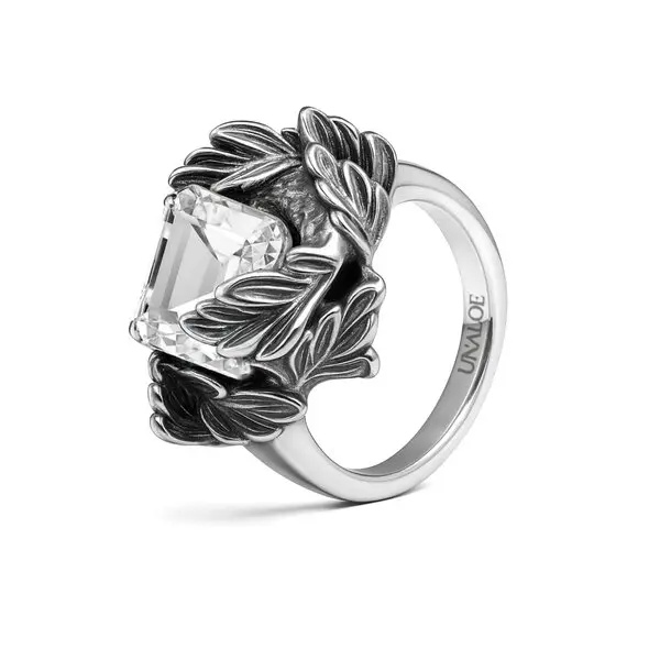 UNALOE Silver / White Ring In Sterling Silver With White Zirconia – Coleus Quadratus Handmade Made In Italy - Silver/white