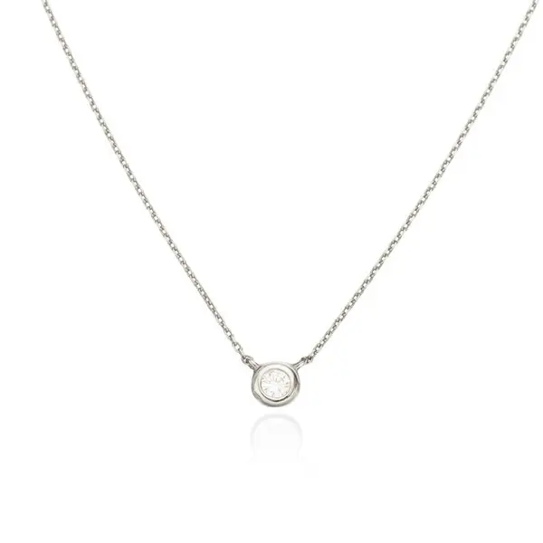LILY & ROO Solid White Gold Floating Diamond Necklace - Silver
