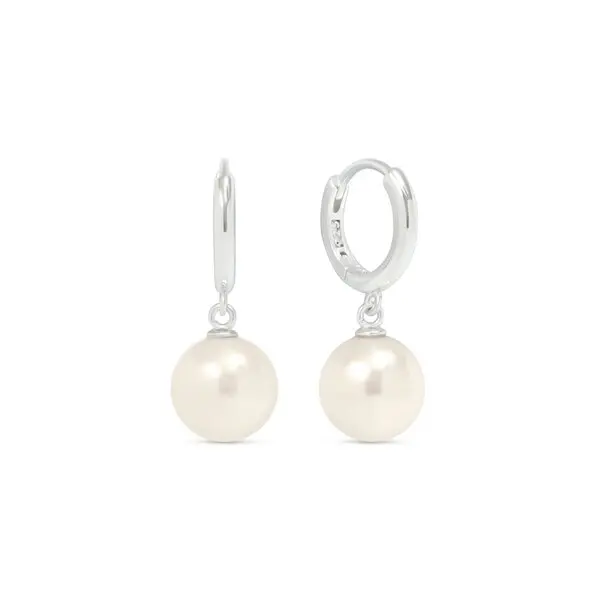 ESTERAH Pearl Huggie Hoops - Silver