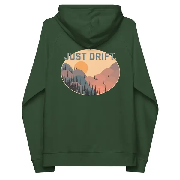 ANCHOR & CREW Bottle Just Drift. Seeker Organic Cotton Raglan Hoodie - Green