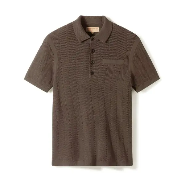 WESTON JON BOUCHER Alastair Slim Fit Knit Polo Driftwood - Brown
