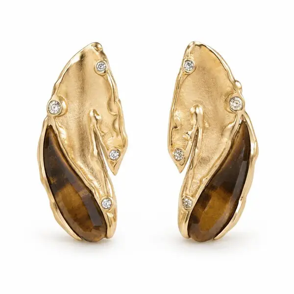 RARE MATTERS JEWELRY Tiger's Eye Stud Earrings - Brown