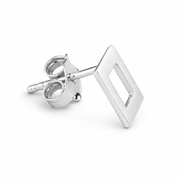 GALER Rhombus 14k Gold Stud Earrings - White