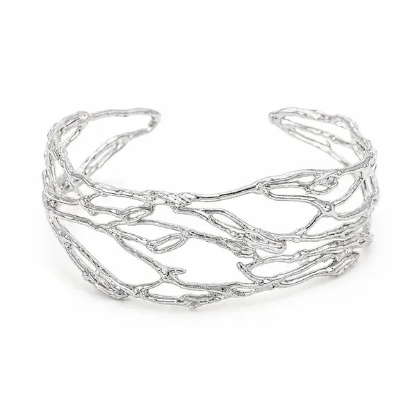 MOTHER NATURE JEWELRY Jasmine Branch Bracelet, Handmade Statet Cuff Nature Jewelry, Sterling - Silver
