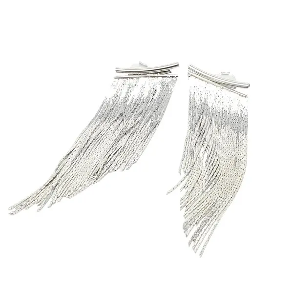 HARFI Statet Waterfall Party Tassel Earrings - Silver