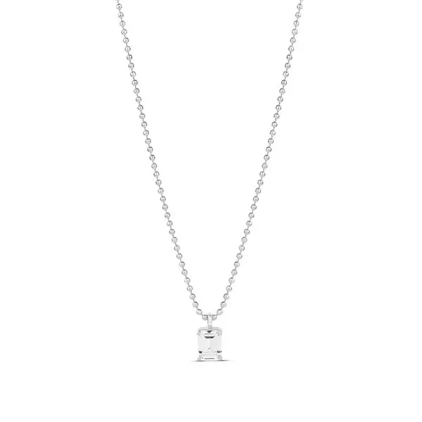 SHYMI Fancy Shape On A Beaded Ball Chain Emerald Necklace - Silver