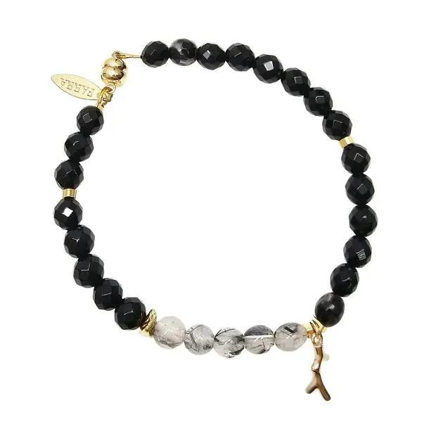 FARRA Healing Energy Stone Gemstone Bracelet - Black
