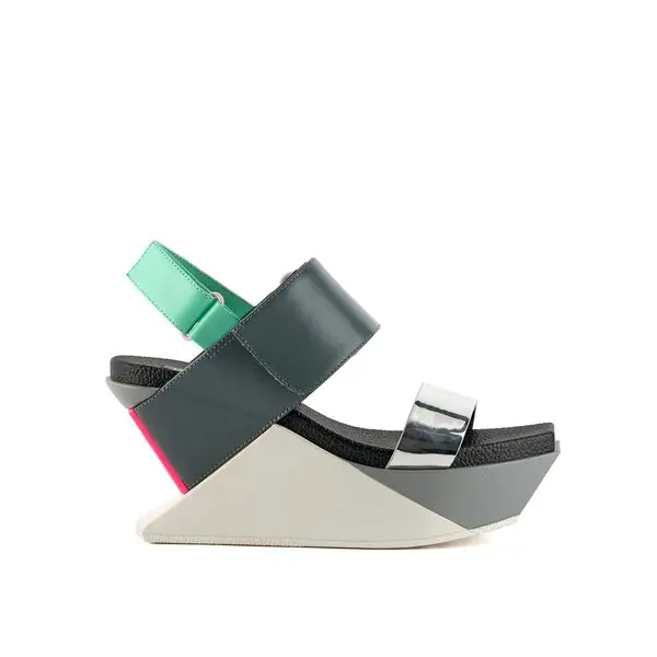 United Nude Grey / White / Black Delta Wedge Sandal Future Mix - Grey/white/black