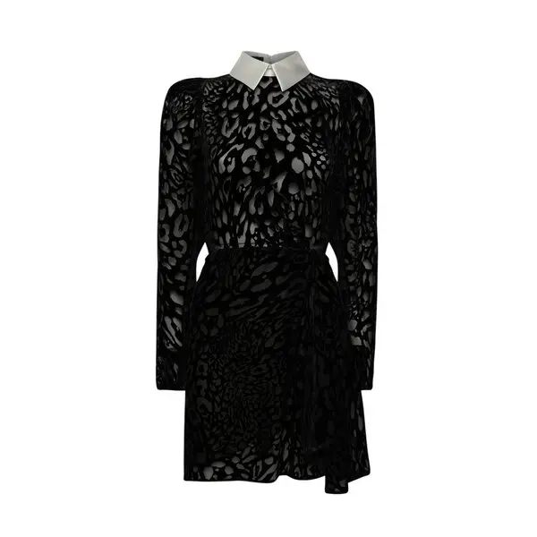 SVETA MILANO Stanford Leopard-pattern Velvet Dress - Black