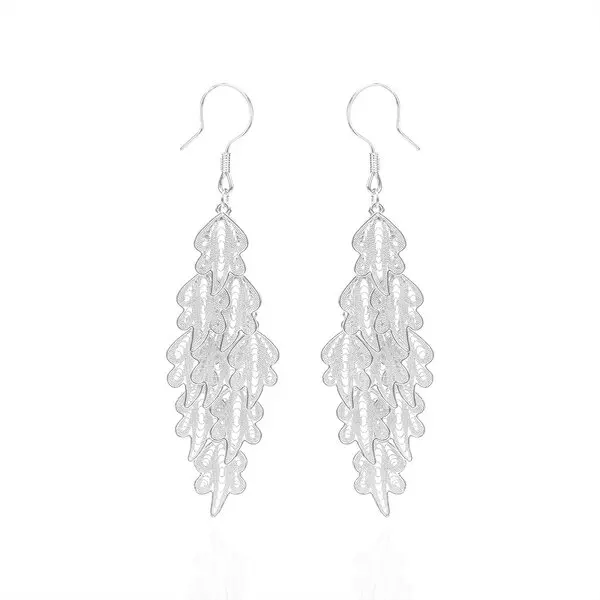 FAR EAST JEWELRY Handcrafted Leaf Shadow Earrings - Silver
