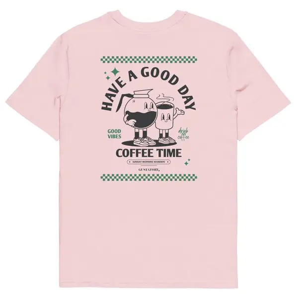 ANCHOR & CREW Cotton Gustatory Have A Good Day Organic Cotton Embroidered T-shirt - Pink