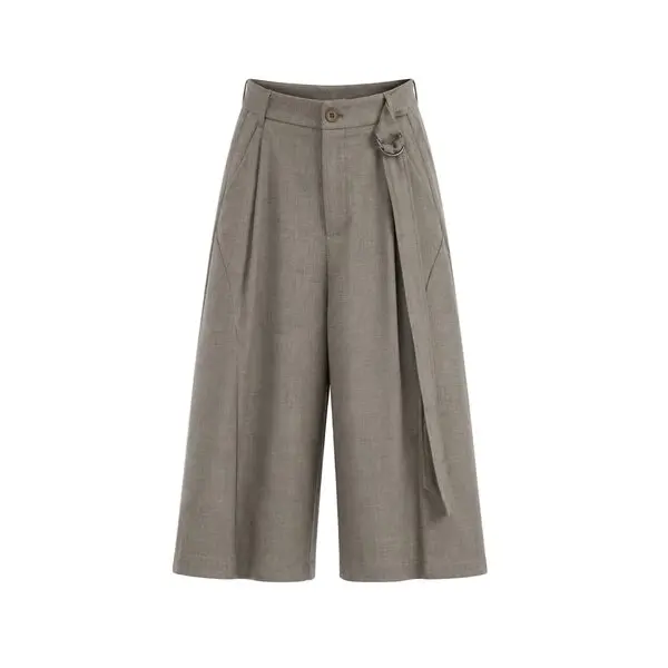 MUTE BY JL Cropped Pants With Belt - Grey