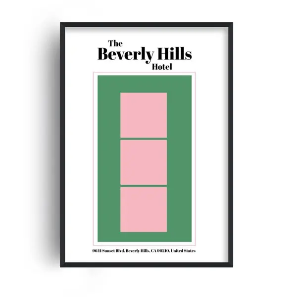 FANCLUB Pink / Blue The Beverly Hills Hotel Giclée Retro Art Print A3 - Pink/blue