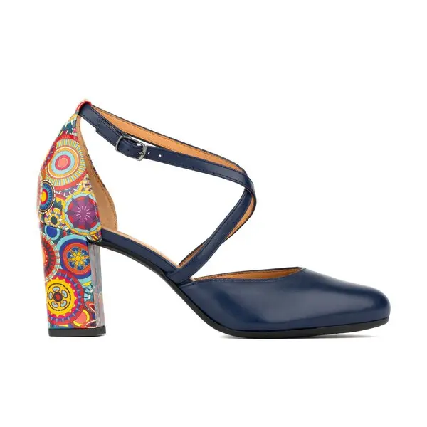 EMBASSY LONDON USA Kylie Navy & Signature Print - Blue