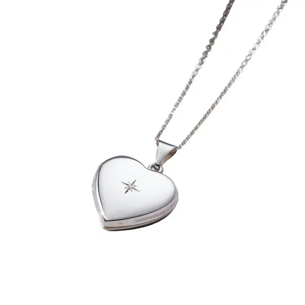 POSH TOTTY DESIGNS Sterling Heart Locket With Diamond - Silver