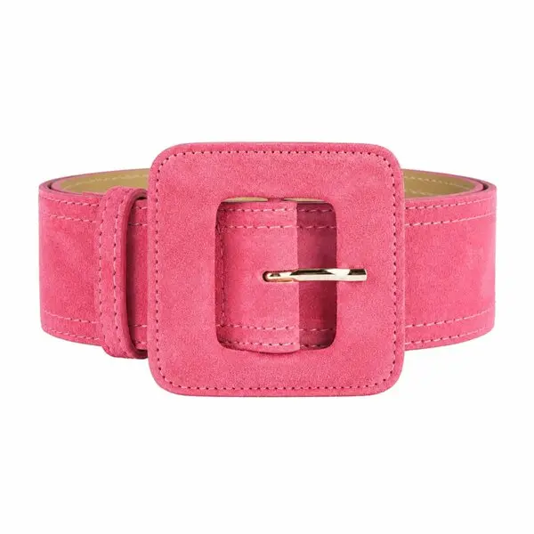 BELTBE Suede Square Buckle Belt - Pink