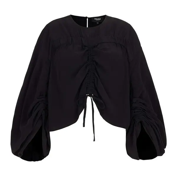 POLKO Gaia Top With Drawstring Detail - Black