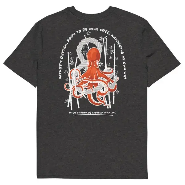 ANCHOR & CREW Heather Octopus Another Good Day Organic Cotton T-shirt - Black