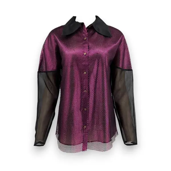 MONZLAPUR NEW YORK Mesh Silk Organza Shirt - Pink