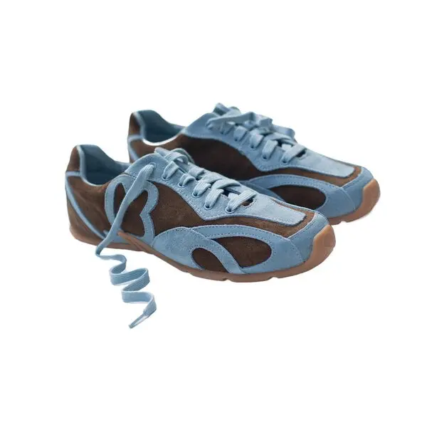 23RD AUGUST . Blue / Brown Object Suede Low Top Sneakers Blue Chocolate - Blue/brown