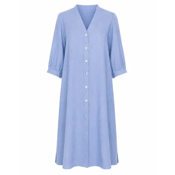 LUELLA FASHION Renee Button-up Linen Dress Iris - Blue
