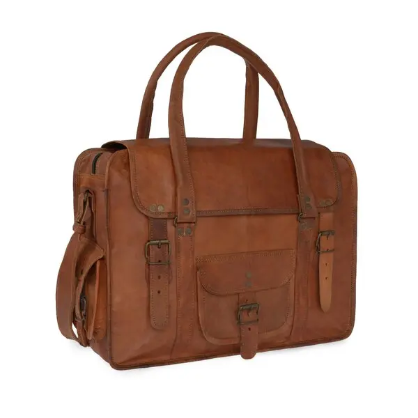 VIDA VIDA Vida Vintage Leather Travel Bag Extra Large - Brown