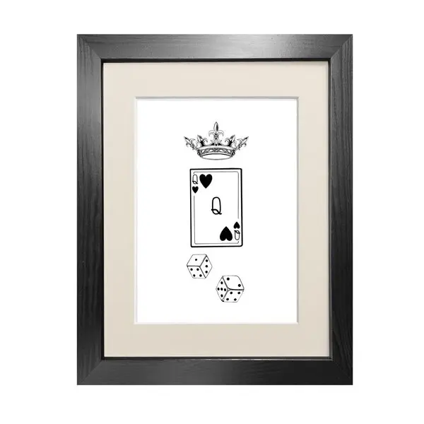 EMILY CARTER Queen Of Hearts' Fine Art Print A3 - Black