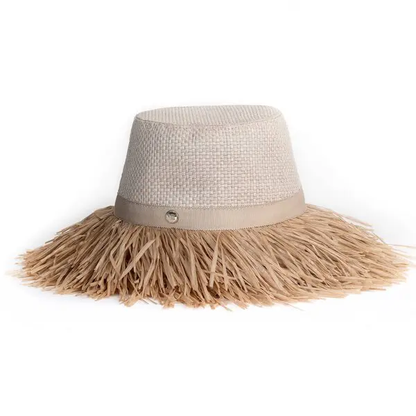 VICTORIA SLAVINSKAIA Neutrals Wide-brim Hat With Raffia Fringe - Beige