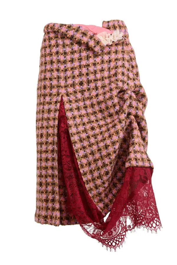 Natalia Petruch Clarisse Skirt In Pink Plaid - Red