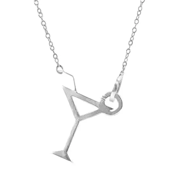 ANCHOR & CREW Beach Cocktail Link Paradise Necklace Pendant - Silver