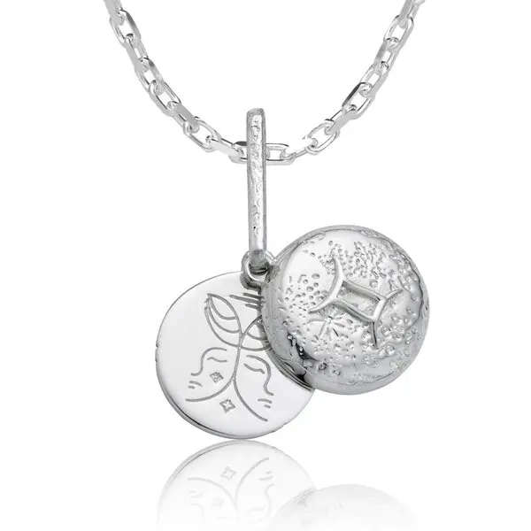 CARTOGRAPHY Gemini Zodiac Locket Necklace In Sterling - Silver