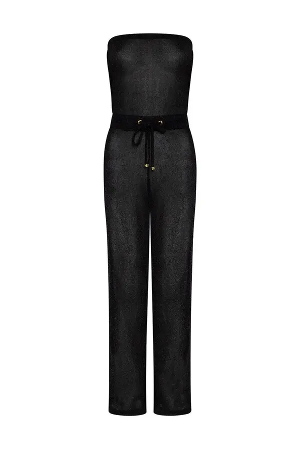 LEYLA MAYA Hattie Bandeau Jumpsuit Ebony Sands - Black