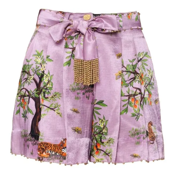 ASHAKI The Lilac Shanti Tiger Pleated Shorts