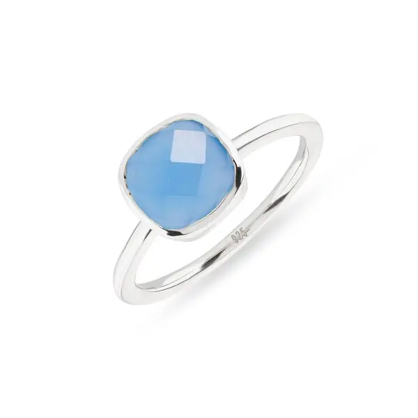 AUREE JEWELLERY Mondello Chalcedony Sterling Silver Ring - Blue