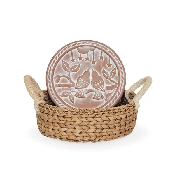 KORISSA Neutrals Bread Warmer & Basket Lovebirds Round - Orange