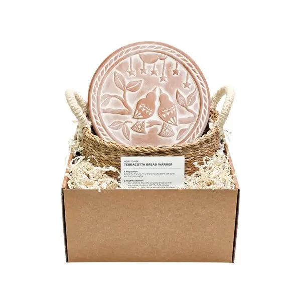KORISSA Neutrals Bread Warmer & Basket Lovebirds Round - Orange