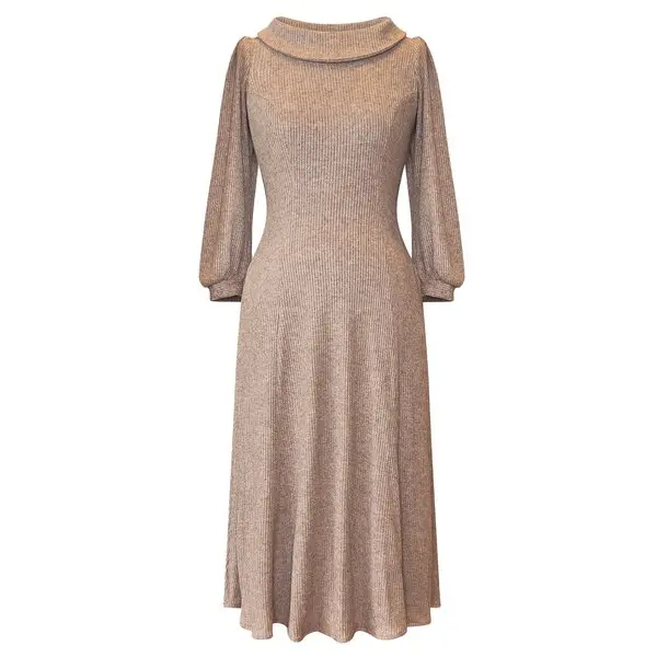ALIE STREET LONDON Neutrals Meredith Turtle Neck Dress In Sparkle Chocolate - Brown