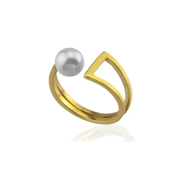 LINYA JEWELLERY Single Pearl Ring - Gold