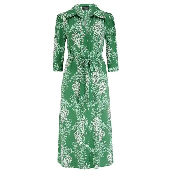 PRETTY ECCENTRIC Vera Shirt Dress In Wisteria Print - Green